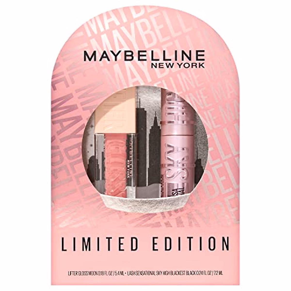 Maybelline New York Lash Sensational Sky High Mascara and Lifter Gloss Gift Set, Includes 1 Miniature Mascara and 1 Full-Size Lip Gloss, 1 Kit, Black