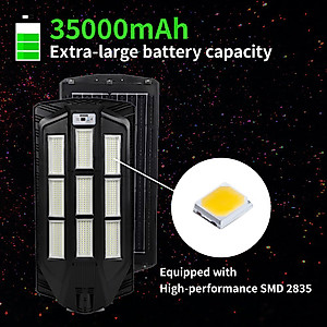 LAMPTEC Solar Street Light 4000W 150000lm Outdoor Lighting IP65 Waterproof with Remote Control, Brightness Control for Barn,Yard, Garden, Basketball Court, Driveway