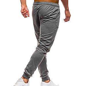 Mens Sweatpants, Men’s Casual Hipper Plain Drawstring Elastic Waist Sports Running Jogger Ankle-Length Trouser Pockets Dark Gray