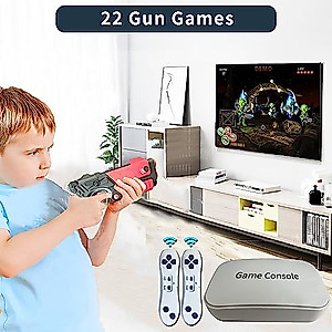 Damcoola Game Console with 900+ Games, Handheld Retro Video Game Console for Kids& Adults, Game System with AR Gun Game,2 Game Controller, TV Plug& Play, Xmas Birthday Toy Gift for Boys& Girls Age 3 +
