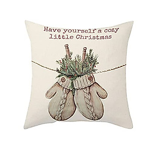 Scceatti Christmas Pillow Covers Set of 4 18x18 in Liene Winter Cushion Cover with Zipper Print Bohemian Toss Xmas Fashion Pillow Cases Protector for Couch Sofa Bed Living Room Decorations Gifts