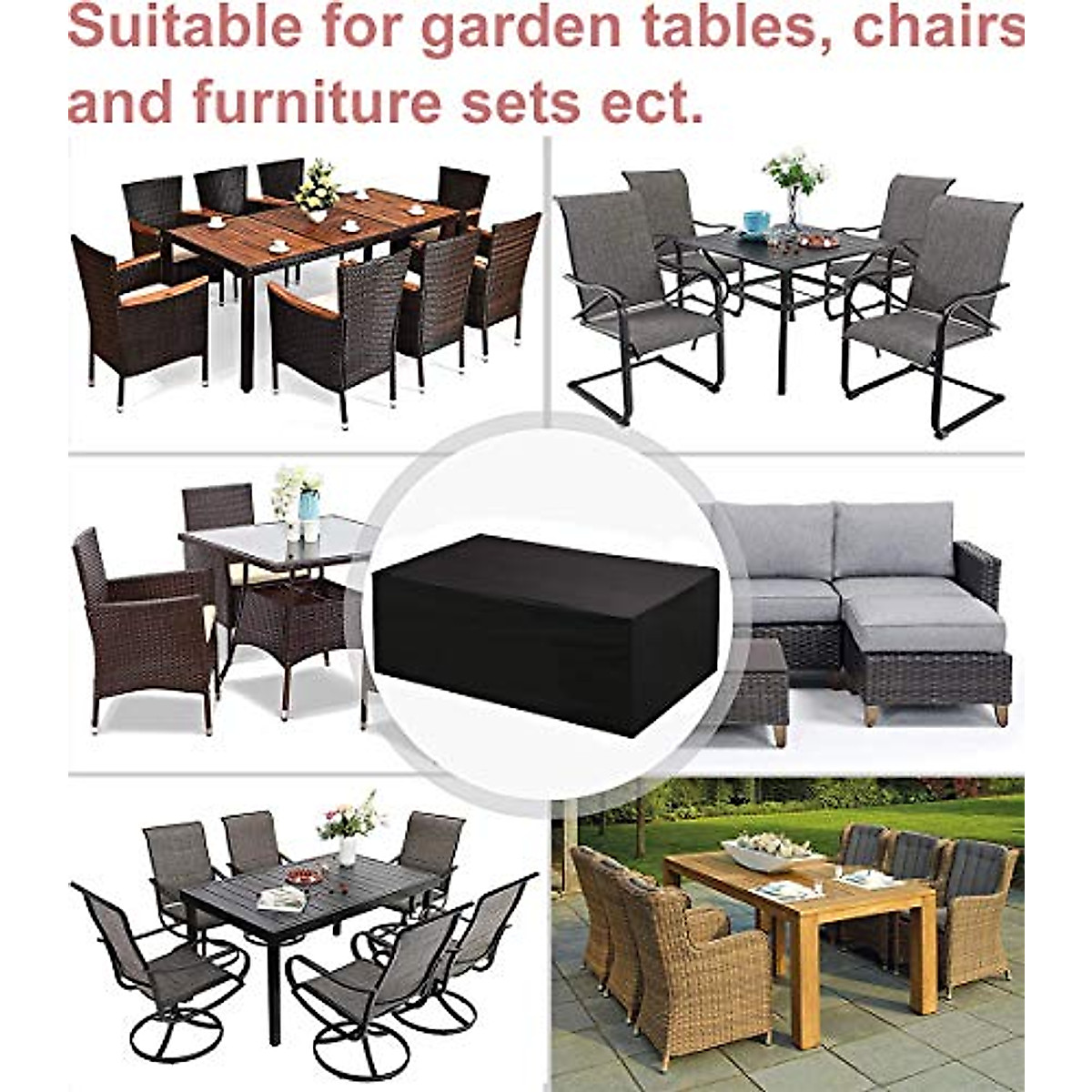 UCARE Patio Table Cover Rectangular Waterproof 210D Oxford Protection Garden Table Covers Dustproof Patio Furniture Covers for Garden Outdoor Indoor (84x52x29in/ 213x132x74cm)