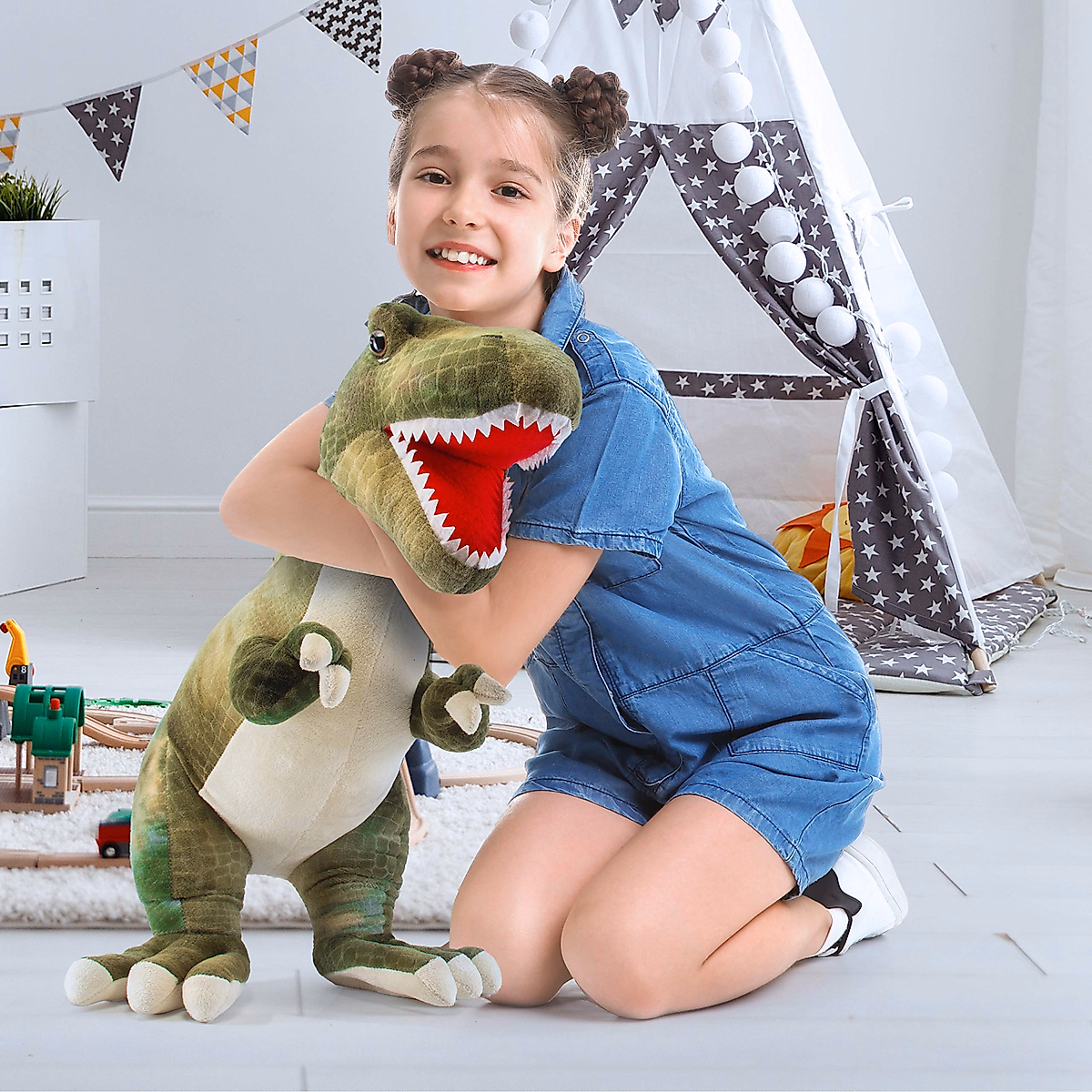 PREXTEX 24" Giant Plush Dinosaur T-Rex Jumbo Cuddly Soft Dinosaur Toys for Kids