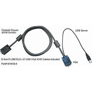 Crystal Image Technologies - 1U 19" Rackmount Monitor with 8 Port KVM Switch, 1440 X 900, 8 VGA/USB Cables Included, Part#RM-131-19W-801, 3 Year Warranty