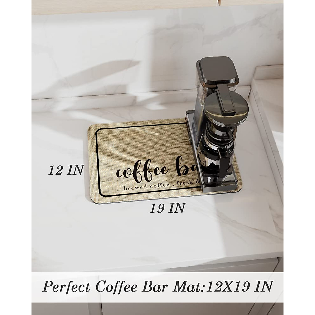 TCHDIO-Coffee Mat-Hide Stain Absorbent Rubber Backed Quick Drying Mat for Kitchen Counter-Coffee Bar Accessories Dish Drying Mat Fit Under Coffee Maker Coffee Machine Coffee Pot Espresso Machine