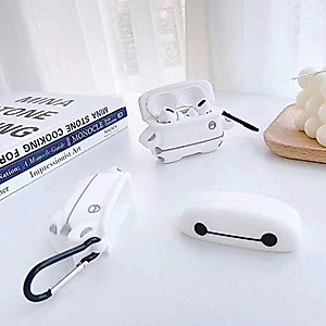 Baymax Protective Silicone Cover Compatible with AirPods Pro Wireless Charging Case, 3D Cute Cartoon Silicone Designer Skin,Funny Cool Design Protective Cover for AirPods Pro 2019 (Big White)