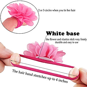 50PCS Baby Girls Hair Ties 2inch Chiffon Flower Bows Rubber Bands Soft Elastics Ponytail Holders Accessories for Infants Toddlers Kids Children Set of 25 Pairs