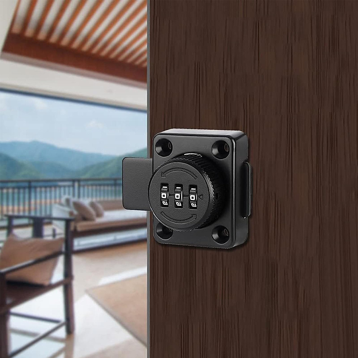 AMNGYOOK Keyless Cabinet Lock, Zinc Alloy 3-Digit Password Drawer Lock One-Way Door Latch for Cabinet, Drawer, Bathroom (Black)