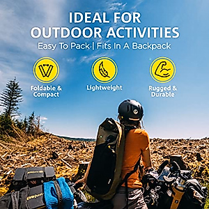 SunJack 25 Watt Foldable IP67 Waterproof ETFE Monocrystalline Solar Panel + 2X 10000mAh Power Banks with USB-A and USB-C for Cell Phones, Tablets and Portable for Backpacking, Camping, Hiking