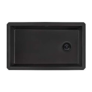 Ruvati 32 x 19 inch Undermount Granite Composite Single Bowl Kitchen Sink - Midnight Black - RVG2033BK