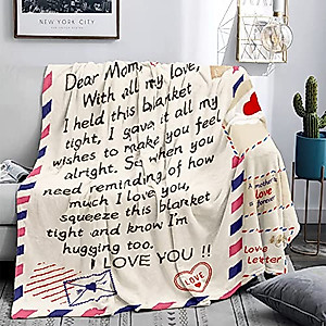 Valporia Gifts for Mom from Daughter/ Son Mom Gifts for Birthday from Husband Presents for Mom Who Has Everything Fuzzy Fleece Blanket with Letter Warm Soft