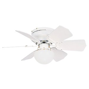 Litex BRC30WW6L Vortex 30-Inch Ceiling Fan with Six Reversible White/Whitewash Blades and Single Light kit with Opal Mushroom Glass