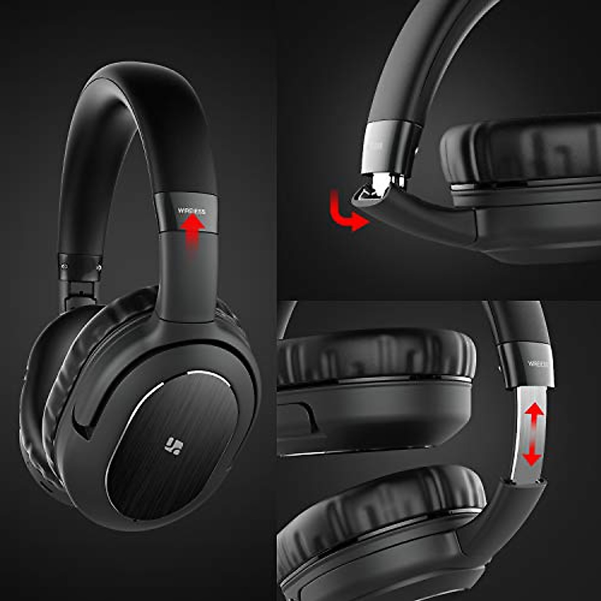 Active Noise Cancelling Headphones, Bluetooth Headphones Over Ear with Mic Deep Bass Hi-Fi Sound, 30Hrs Playtime ANC Wireless Headphones Comfortable Protein Earpads, for Traveling Cellphone PC TV