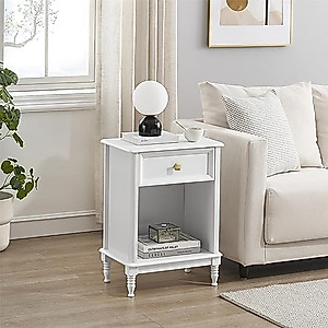 IDEALHOUSE White Nightstands Set of 2, Bedroom Nightstand with Drawer and Storage Shelf, Modern End Table Side Table for Bedroom Living Room College Dorm
