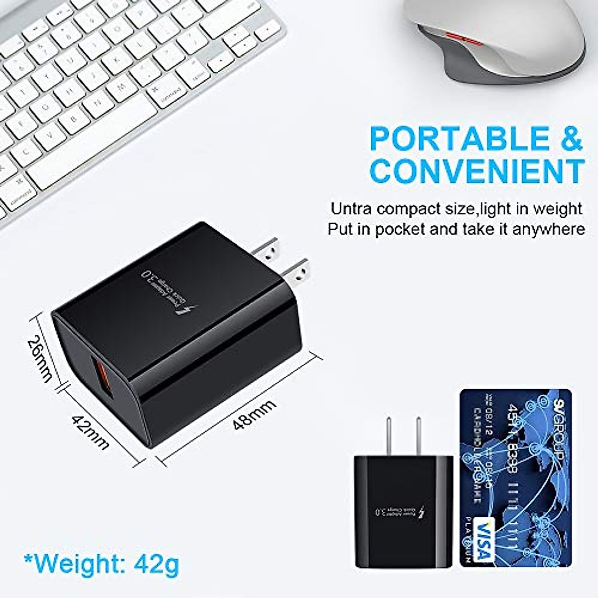 Adaptive Fast Charger for Samsung Galaxy S23 S22 S22+ S22 Ultra S21 S20 FE S20+ S10 S9 S8 A20 A21 A51 A71 A11 A01 A9 A10e A14 Note 20 Ultra,18W Quick Charge 3.0 Wall Charger Type C Fast Charging Cable