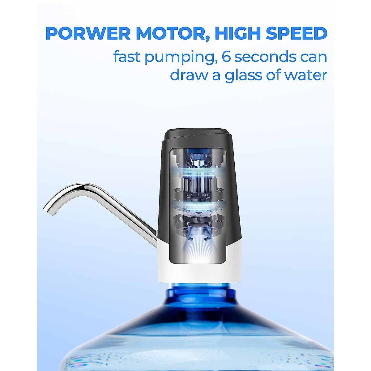 Water Dispenser Pump, USB Charging Automatic Drinking Water Pump for Mini Water Jug Dispenser Portable, Ideal for Home Kitchen Living Room Office Camping