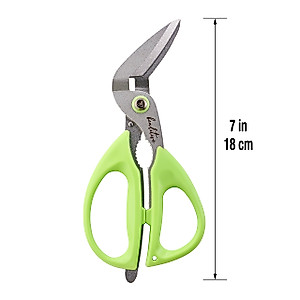 Beaditive Heavy Duty Multipurpose Angled Craft Scissors 7" - Japanese Stainless Steel, Serrated Blade - Craft Shears for Cardboard, Plastic, Leather, Fabrics, and Packaging