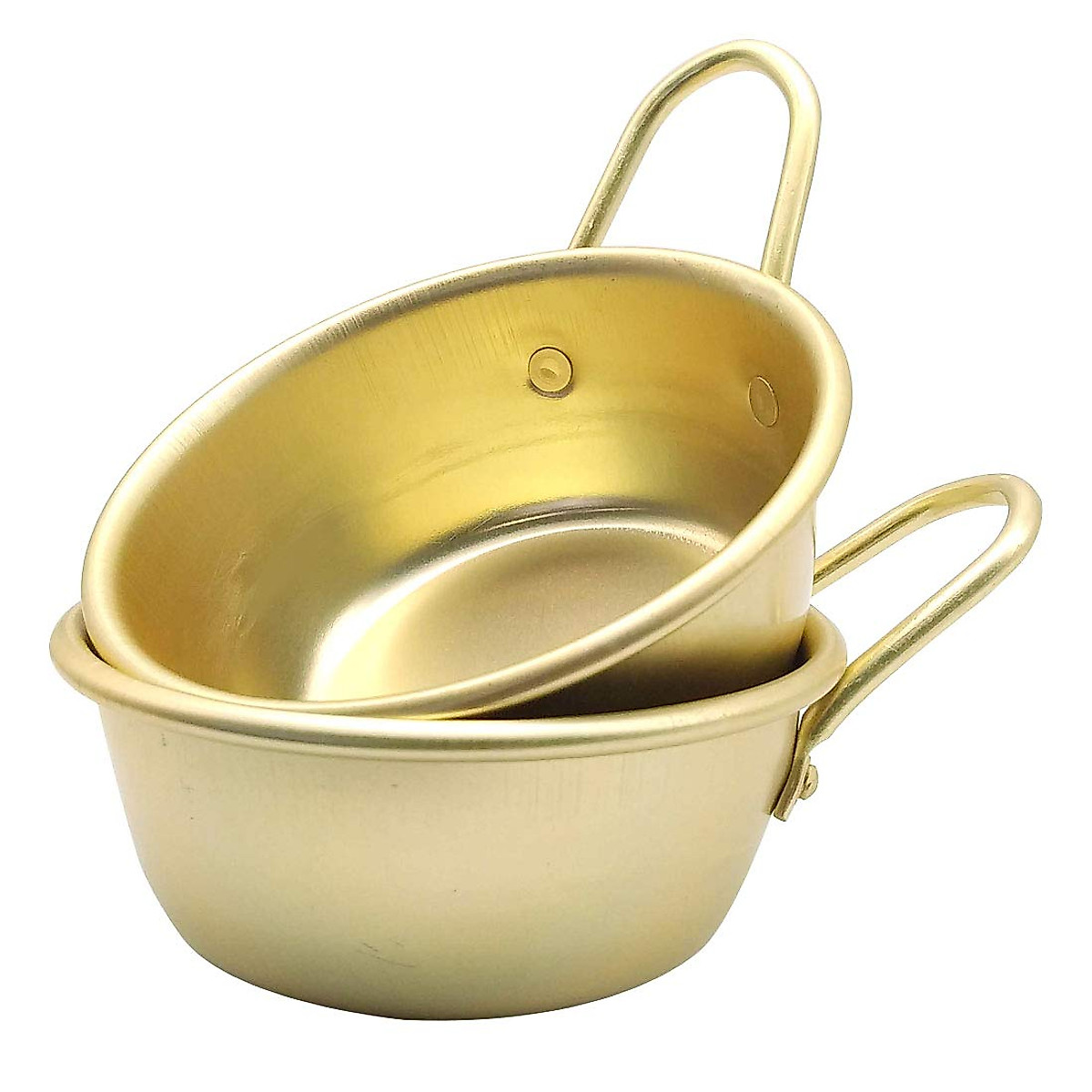 GARASANI 2 Pack Korean Traditional Wine Bowls, Korean Wine Bowl, Hiking Soup Dish, Aluminum, Yellow (4.7 inches)