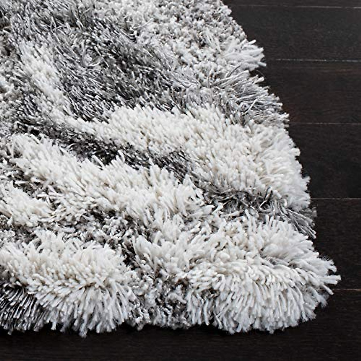 SAFAVIEH Horizon Shag Collection Area Rug - 10' x 14', Grey & Ivory, Modern Abstract Design, Non-Shedding & Easy Care, 2-inch Thick Ideal for High Traffic Areas in Living Room, Bedroom (HZN890F)