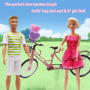 EuTengHao 30Pcs Doll Clothes and Accessories for 12 inch Boy and Girl Doll Includes 12 Set Wear Clothes Jeans and Wedding Dresses Tandem Bike Glasses Dog Bag and Colorful Balloons for 12 Inch Dolls