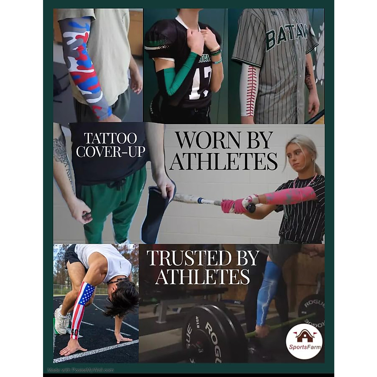 Sports Farm PAIR Compression Elbow Arm Sleeves (YOUTH MEDIUM, GREEN BLACK STRIPE)