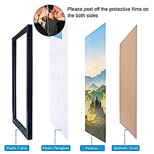 HUKONHEP 9x12 Black Picture Frames, Photos Frame with Plexiglass, Wall Gallery Photo Frames, Horizontal and Vertical for Wall Mounting or Tabletop, Home Office Decoration