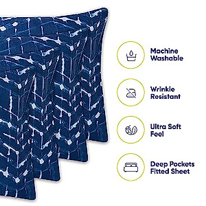 Queen Sheets Printed - 6 Piece 1500 Supreme Collection Fine Brushed Microfiber Deep Pocket Queen Sheet Set Bedding - 2 Extra Pillow Cases, Great Value, Queen, Monroe