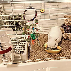 Grddaef Rabbit Chew Toys, Bunny Cage Hanging Toys Rattan Ring Treats Grinding Teeth for Rabbit Guinea Pig Chinchilla Hamster Ferret