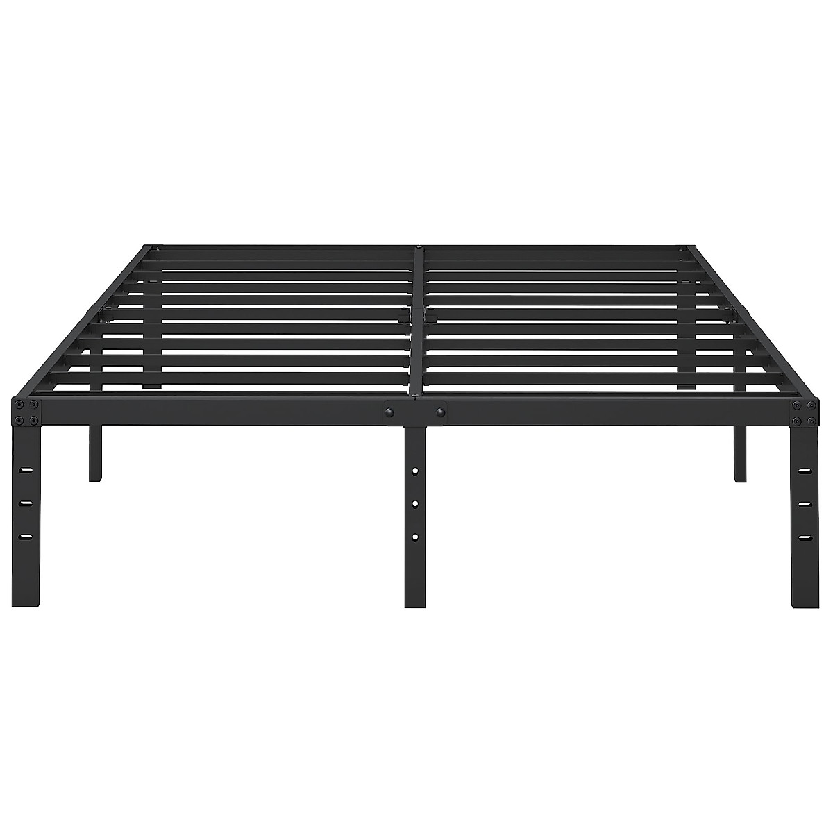 YUSENHEEI Queen Size Bed Frame 16 Inches High Metal Platform Bedframe with Slat Strips Easy Assembly Heavy Duty Strong No Need Box Spring Noise Free Non-slip Large Storage Space Underbed