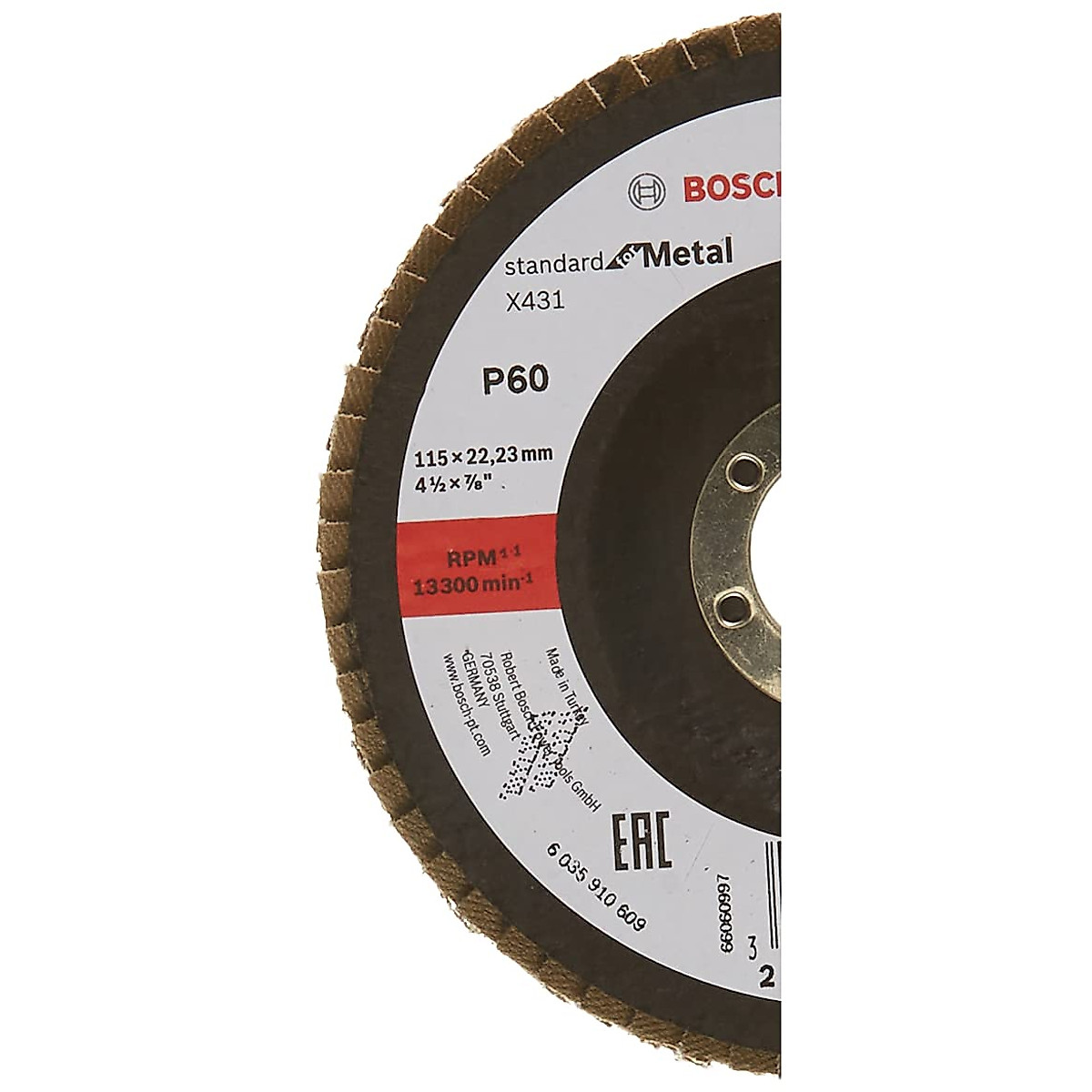 Bosch 2608603653 Angulated K60 Flap Disc for Metal, 0 V, Black/Red, 115 mm