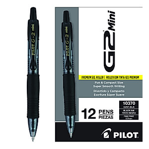 Pilot, G2 Mini Premium Rolling Ball Gel Pens, Fine Point 0.7mm, Black, Pack of 12