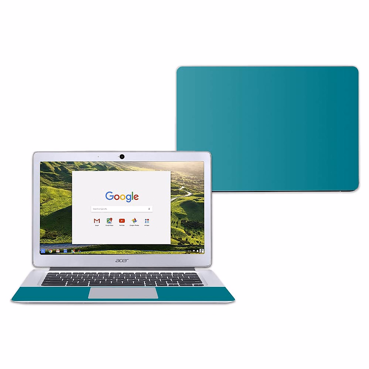 MightySkins Skin Compatible with Acer Chromebook 14" CB3-431 - Solid Teal | Protective, Durable, and Unique Vinyl Decal wrap Cover | Easy to Apply, Remove, and Change Styles | Made in The USA