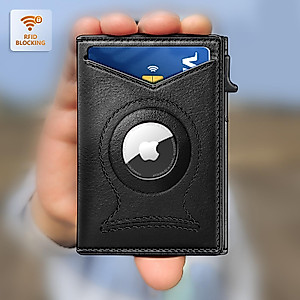 BULLIANT Money Clip Wallet,Mens Gift Slim Wallet Credit Card Holder Airtag&Standard Use 9Cards-Metal Case in Magnetic Flip Shell