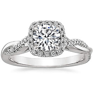 Petite Twisted Vine Halo Bridal Set 3.50 CTTW Moissanite Diamond Round Brilliant Cut White Color Excellent Grade VVS Clarity In 14K Solid Gold and 925 Sterling Silver Engagement Christmas Ring For Women For Wedding Gift, Perfect for Gift Or As You Want (W