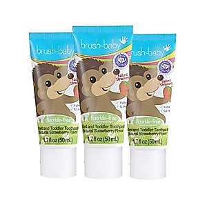 Brush Baby Oral Care Kids Fluoride Free and SLS Free Toothpaste, Strawberry, 4.2 Ounce - 3 Pack