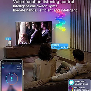 Firmlly RGB Hexagon Lights, LED Hexagon Wall Light, Smart Hexagonal Wall Panels, Bluetooth/WiFi Connection, LED Wall Panels for Gaming Room, Bedroom, Wall Decor (WiFi*3PCS, RGB)