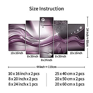 YAYNICE Modern Abstract Purple Wall Art 5 Piece Large Picture Canvas Print Wall Painting Artwork Wall Décor for Bedroom Living Room Bathroom Office