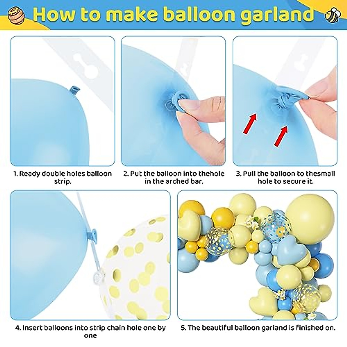 Amandir Pastel Blue and Yellow Balloon Garland Arch Kit Baby Boxes with Letters(A-Z+Baby) for Winie The Poon Theme Baby Shower Decorations Boy Girl Birthday Wedding Gender Reveal Party Supplies