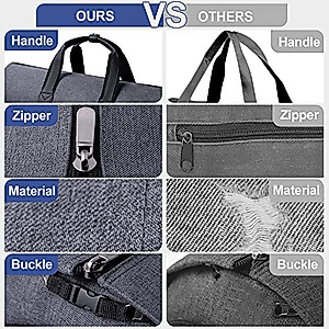 Golkcurx Convertible Garment Bag for travel,Carry on Garment Duffle Bag with Shoe Compartment, Detachable Shoulder Strap - 2 in 1 Suit Bags Suit Travel Bags for Men Women (Grey)