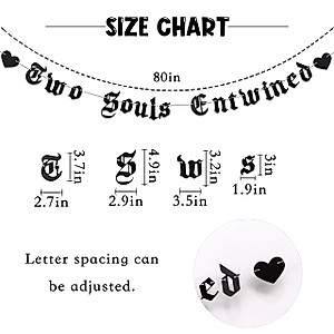 LINZYING Two Souls Entwined Old English Goth Wedding Decoration Banner - Gothic Letter Emo Engagement Party Decor Supplies，Death Themed Wedding Engagement/Bridal Shower Party Decor Supplies (two souls