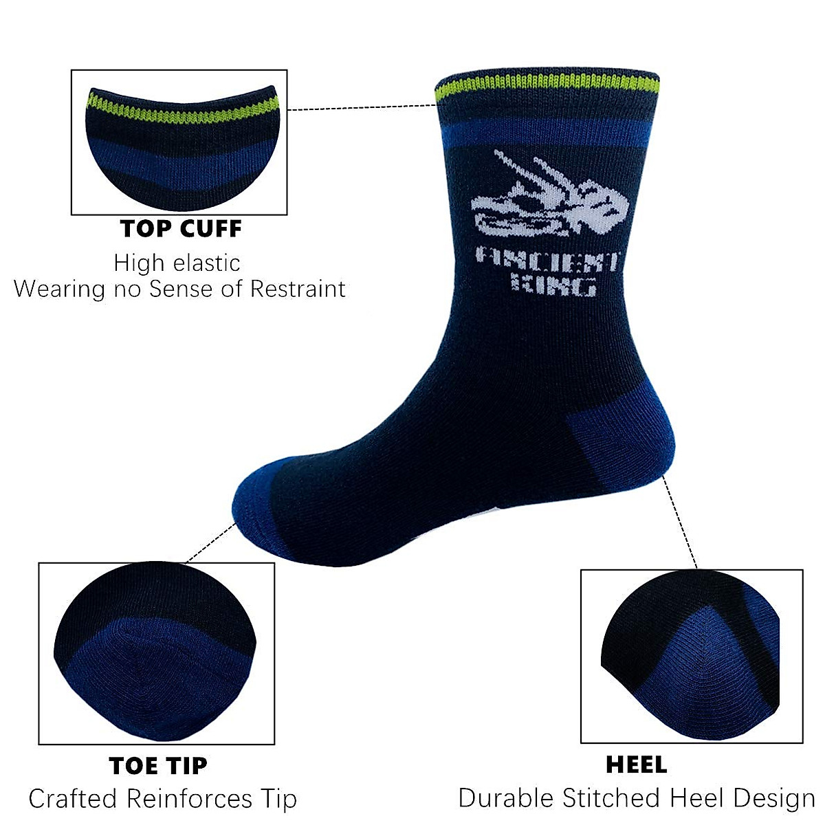 Cczmfeas Kids Boys Cartoon Dinosaurs Pattern Sport Socks 10 Pairs (8-12 years, Dinosaurs 2)