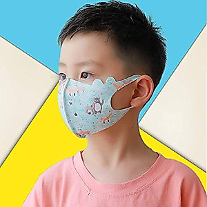 Kids Children Animals Cartoon Face Mask, Washable Face Shield Cover, Anti-Dust, Reusable 5Pcs
