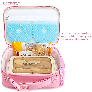 FlowFly Kids Lunch box Insulated Soft Bag Mini Cooler Back to School Thermal Meal Tote Kit for Girls, Boys, Glitter-RainBow