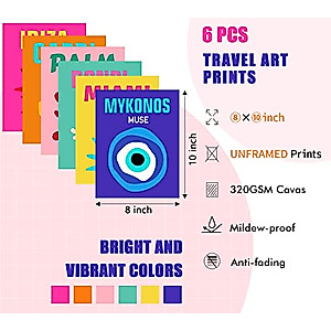 Maxee Preppy Beach Room Decor Aesthetic Wall Decor Preppy Paintings for Bedroom Wall Art College Dorm Room Decor Preppy Pictures for Wall Posters (8x10 Inch,Set of 6, UNFRAMED)