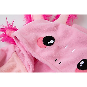 OGU' DEAL Kid's Pink Animal Onesie Costume Halloween Party Cosplay One Piece Jumpsuits Fleece Sleepwear for Girls