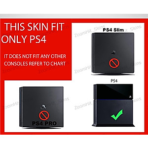 ZOOMHITSKINS PS4 Console and Controller Skins, Fear Chainsaw Blood Horror Zombie Red White Terror Panic, Durable, Bubble-Free Goo-Free, 1 Console Skin 2 Controller Skins, Made in USA