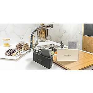 GOOD4YOU Lot of Two Manual Soap Dispenser, Organizer on Countertop, 2-in-1 Manual Dish Soap Dispenser and Sponge Holder, Durable ABS Material, Countertop for Kitchen & Bathroom