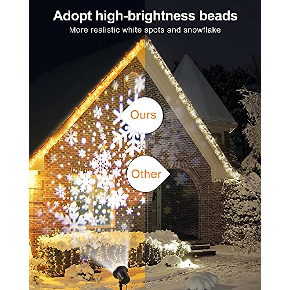 gaiatop Christmas Projector Lights Outdoor, Highlight Led Snowflake Lights Projector, Waterproof Landscape Christmas Decorations Lighting for Xmas Home Party Wedding Garden Patio