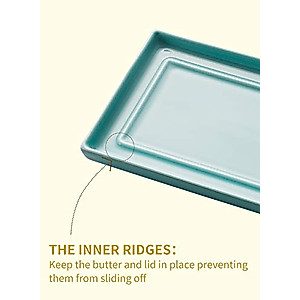 Butter Dish with Lid and Knife Spreader Set - Perfect for East and West Coast Butter, Turquoise - Better Butter & Beyond