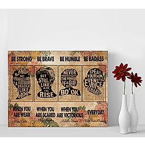 Retro Feminist Print Canvas Wall Art Home Decor Be Strong Not Fragile Like a Flower Painting 12x15 Canvas Poster Framed Ready to Women Gift